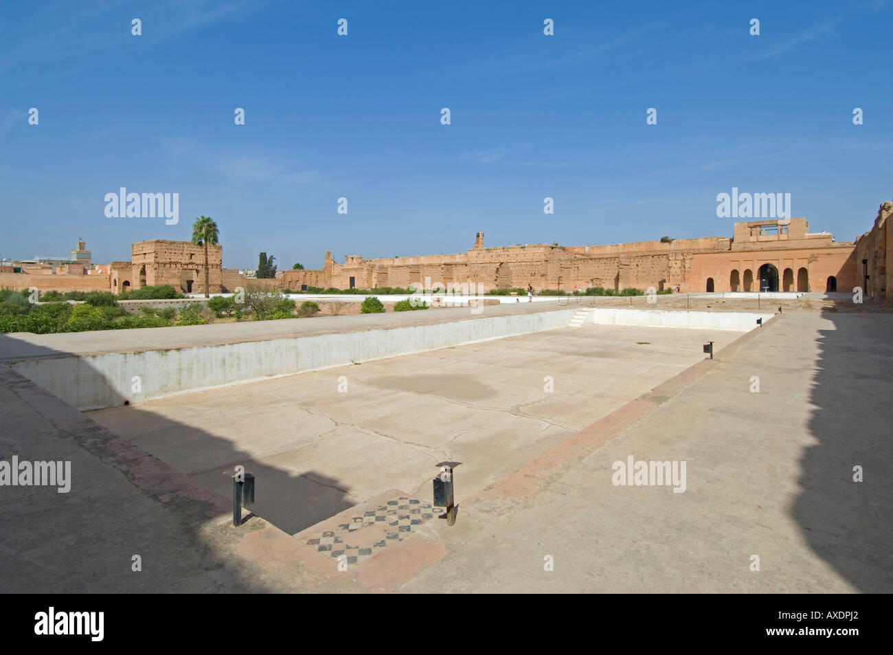 A view of the swimming pool in the inner court of the Palais el Badi ...
