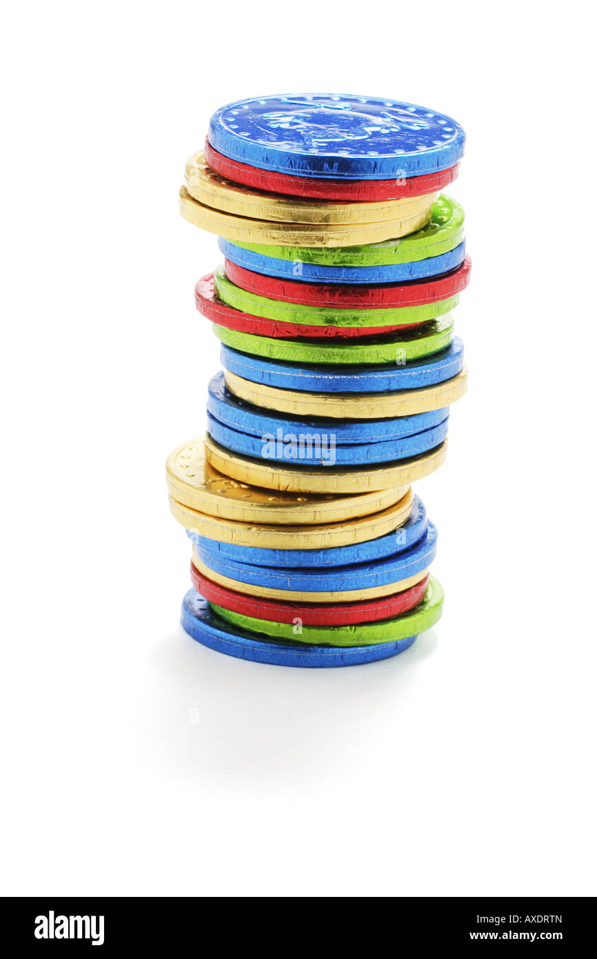 Stack of Chocolate Coins Stock Photo - Alamy