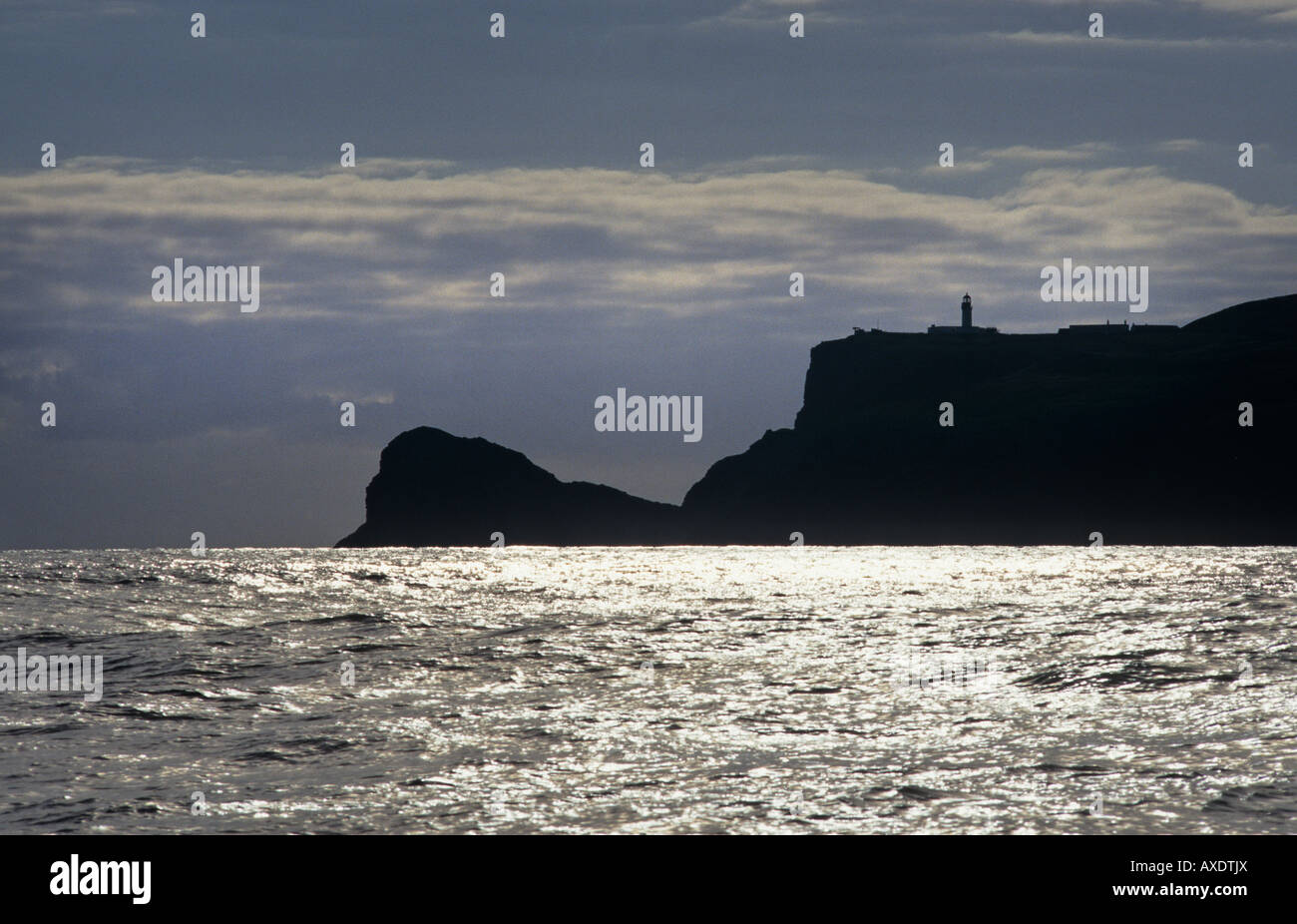Cape Wrath headland and lighthouse from the sea. North western tip of ...