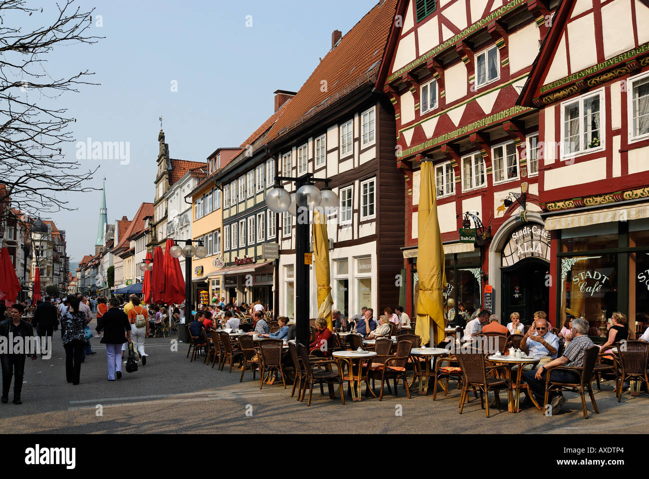 Hameln Hamelin at the Weser Lower Saxony germany streetcafes in the old ...