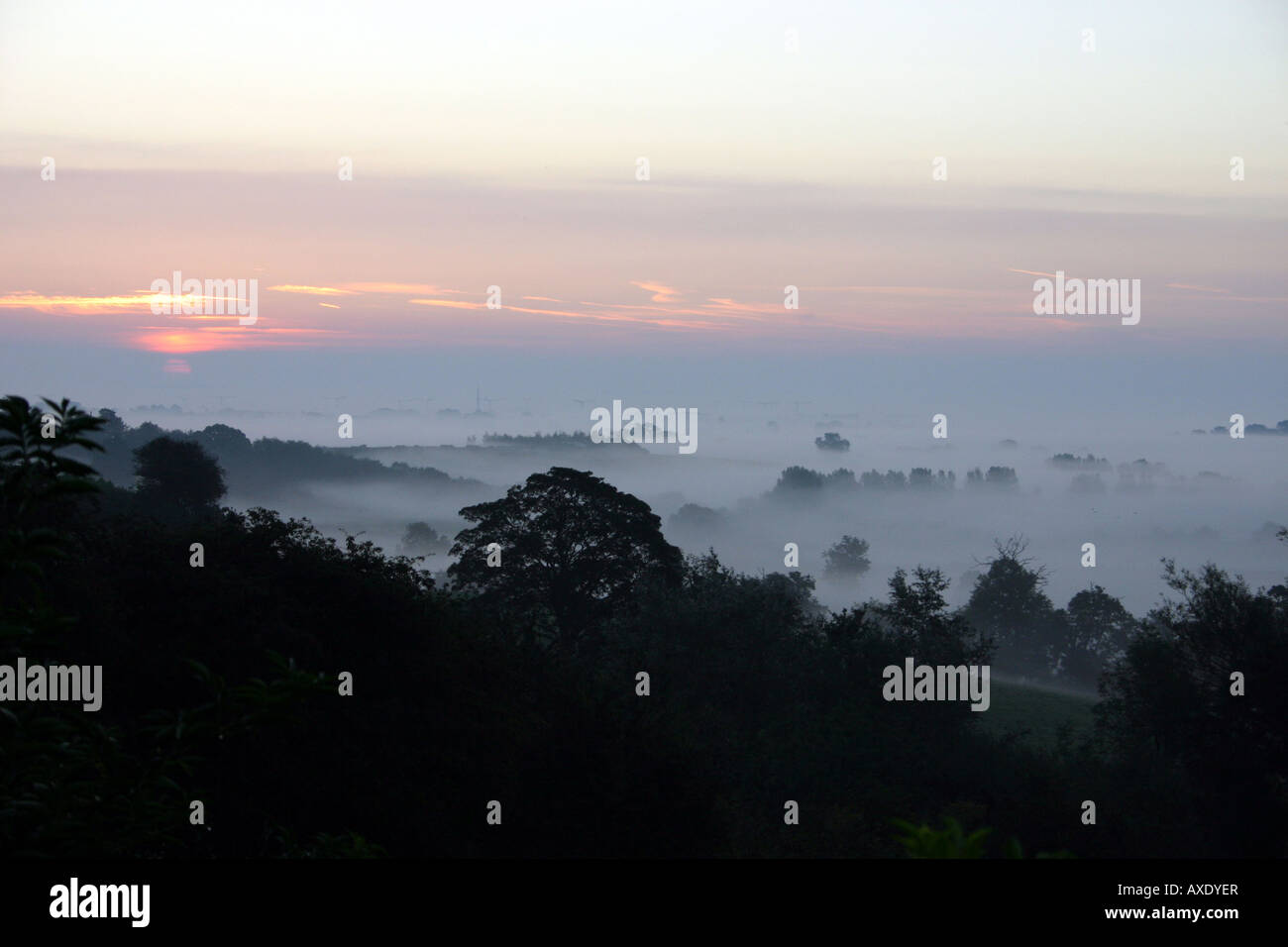Misty English Dawn Stock Photo - Alamy