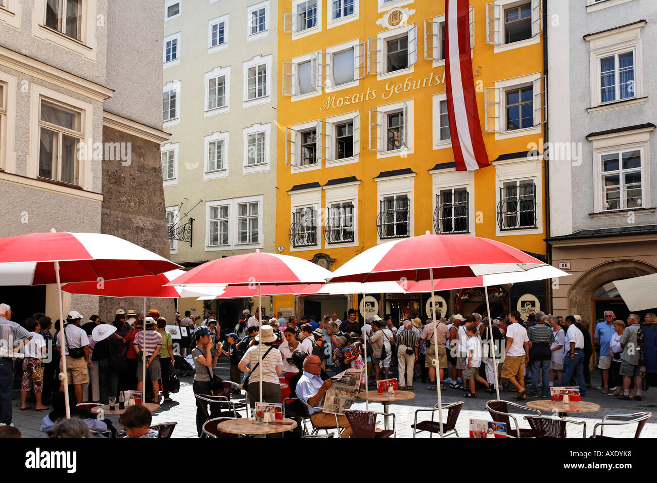 Mozart`s Birthplace in Getreidegasse No 9, Salzburg, Austria Stock ...