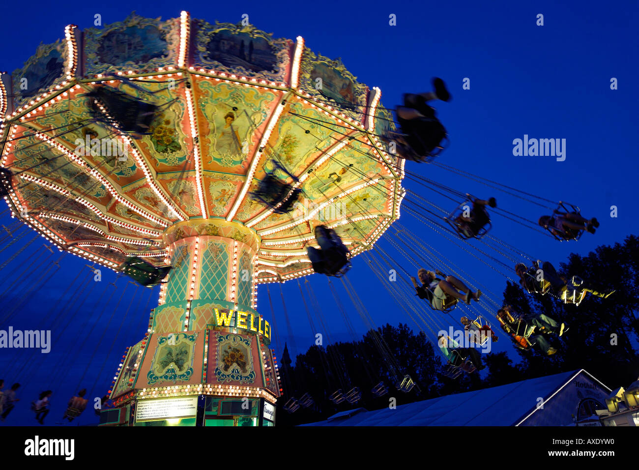 Carousel at Gaeuboden festival in Straubing, Lower Bavaria, Germany ...