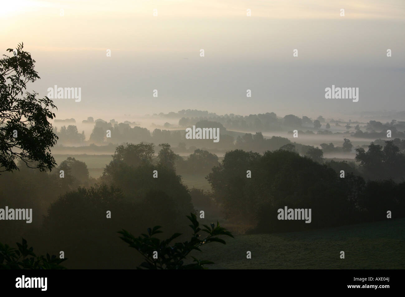 Misty English Dawn Stock Photo - Alamy