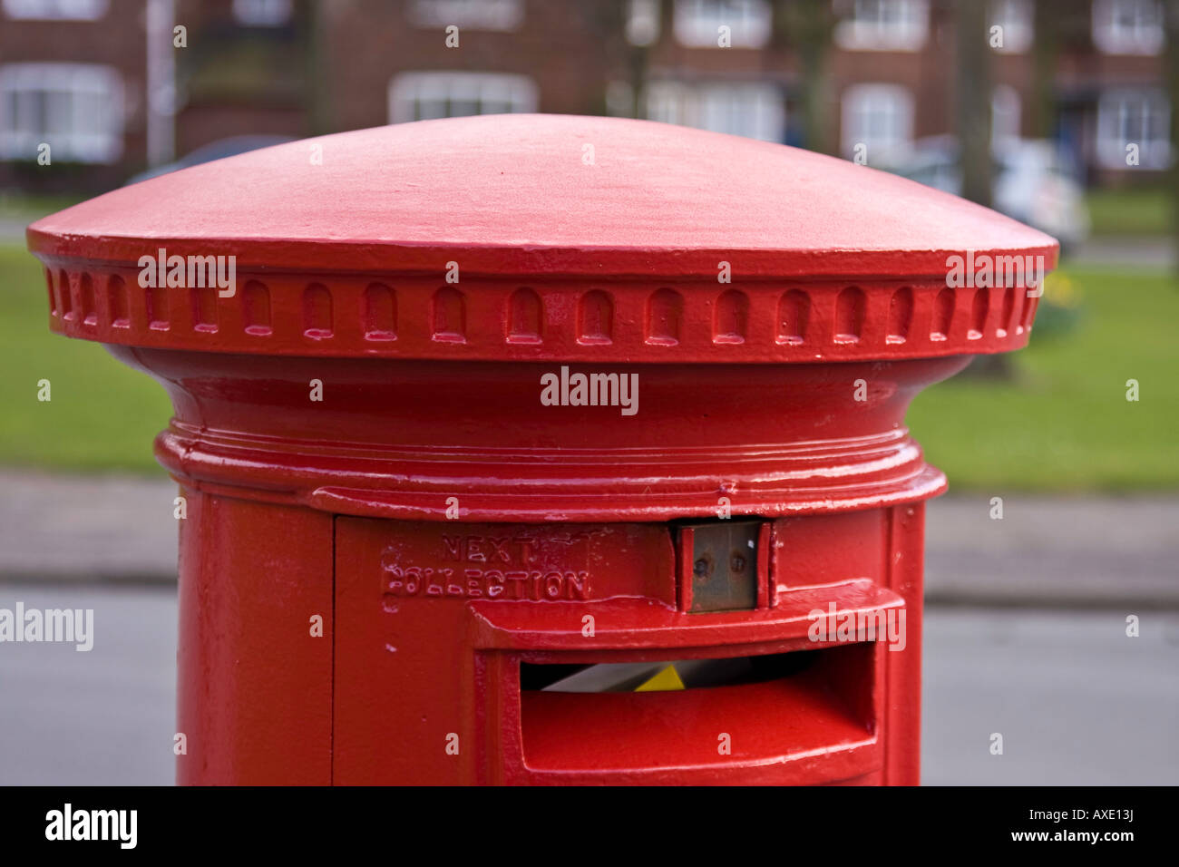 Top of a traditional Post Office red pillarbox (post box) in Port ...
