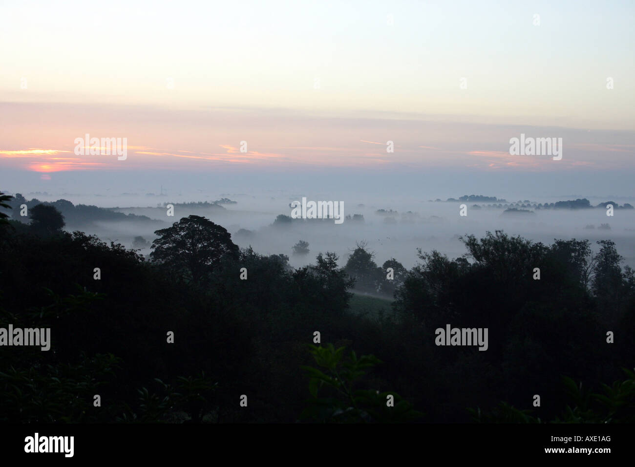 Misty English Dawn Stock Photo - Alamy