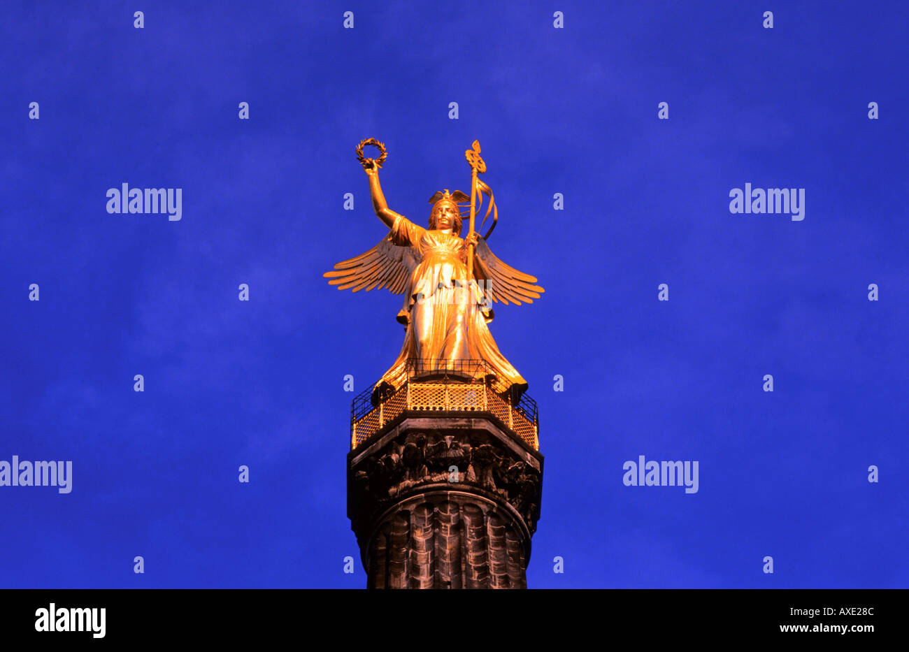 Golden Victoria on the top of the Victory Column Siegessäule Berlin ...