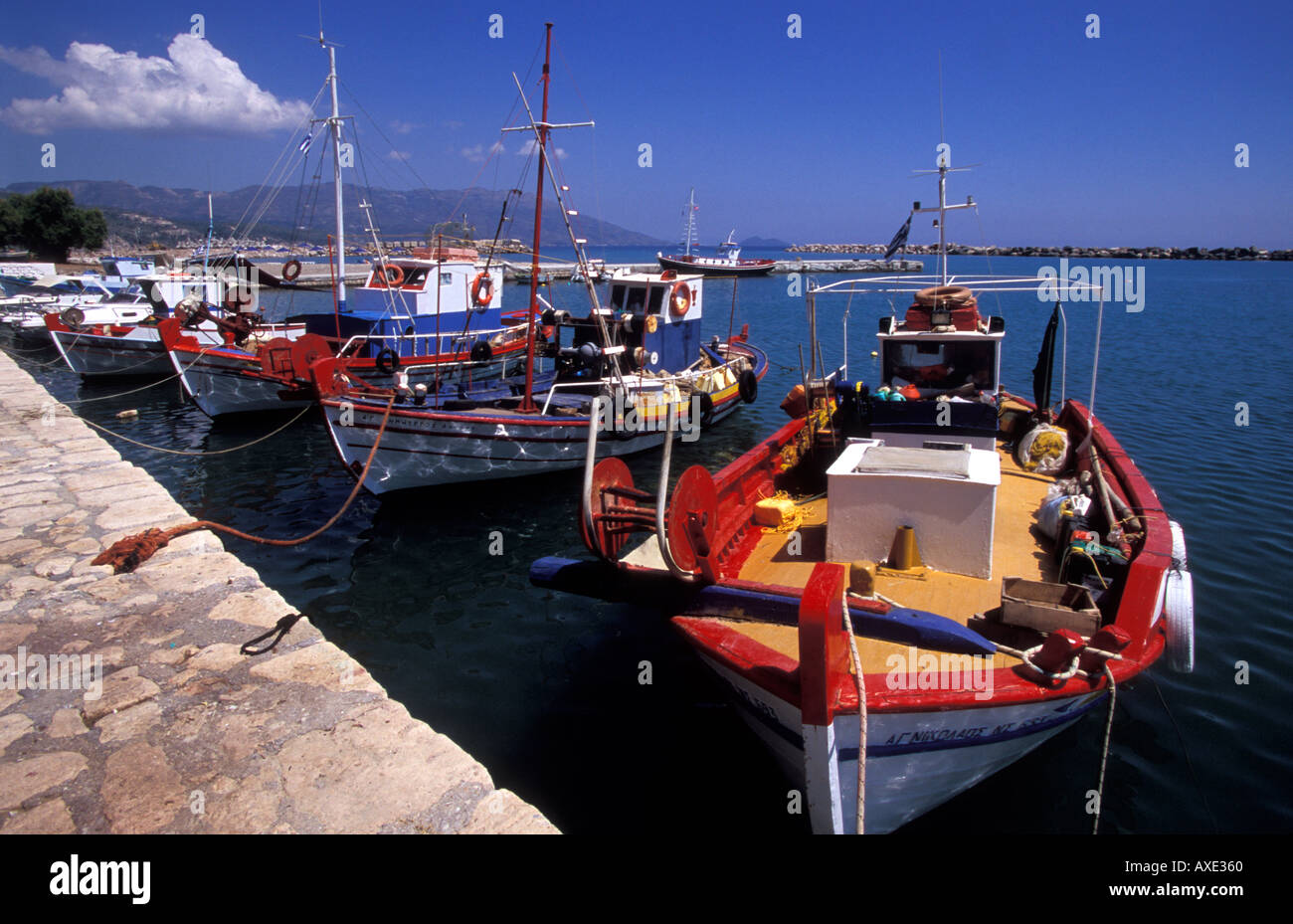 Fishing boats at Ormos Marathokampou Samos Island Greece Stock Photo ...