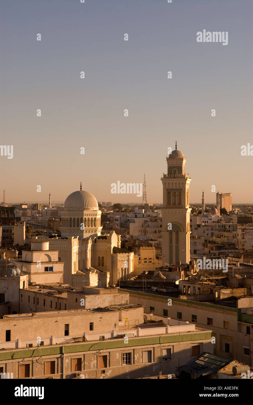 General view over the city of Tripoli showing the Masjed Jamal Abdel ...