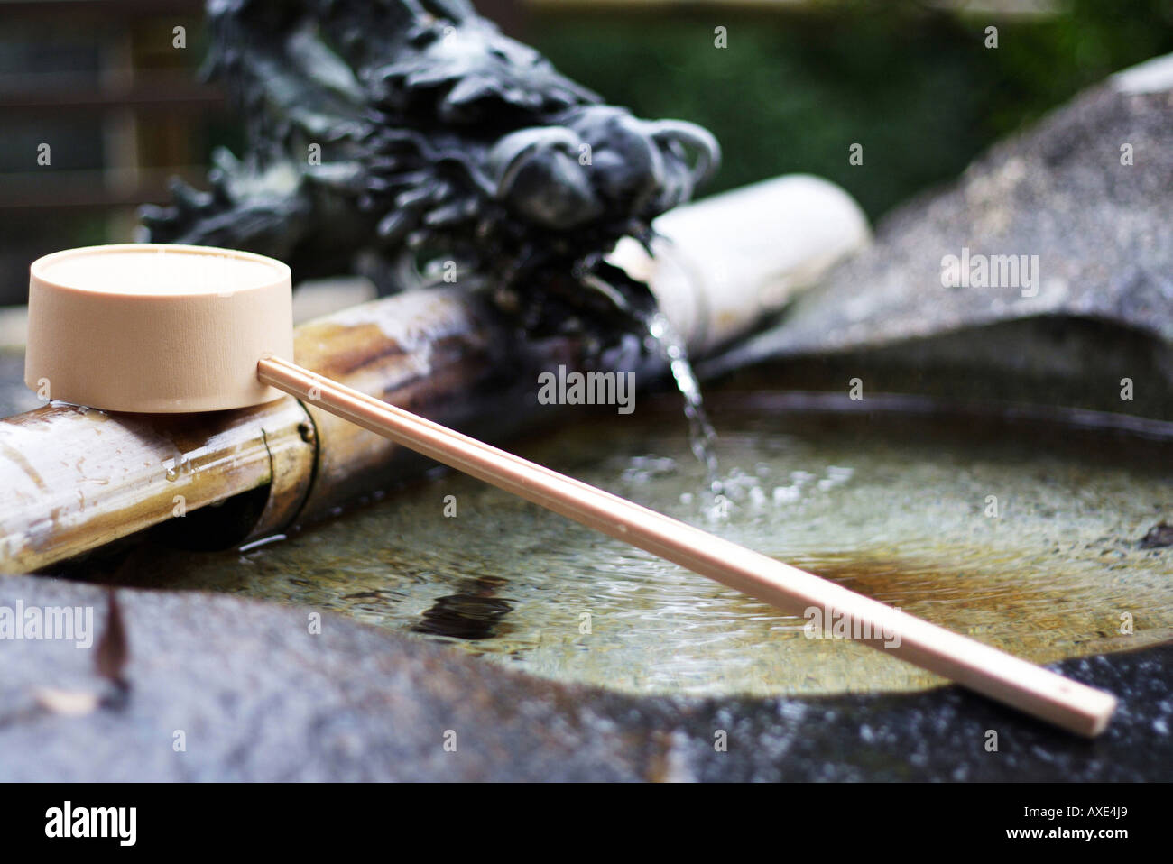 Japanese well for washing before prayer, Hiraizumi, Iwate, Japan Stock ...
