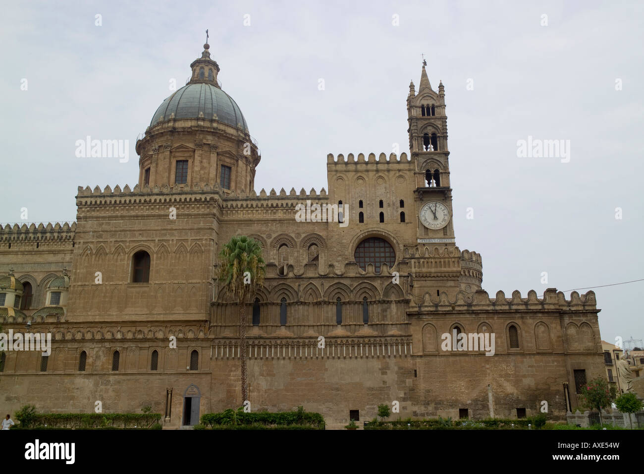 The Cathedral Palermo Sicily Italy showing the dome and clocktower ...