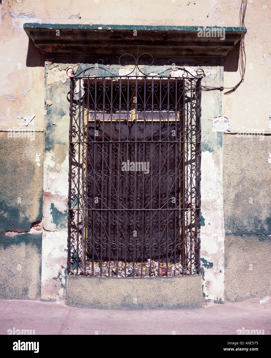 Window with decorative wrought iron grille Oaxaca Mexico Stock Photo ...