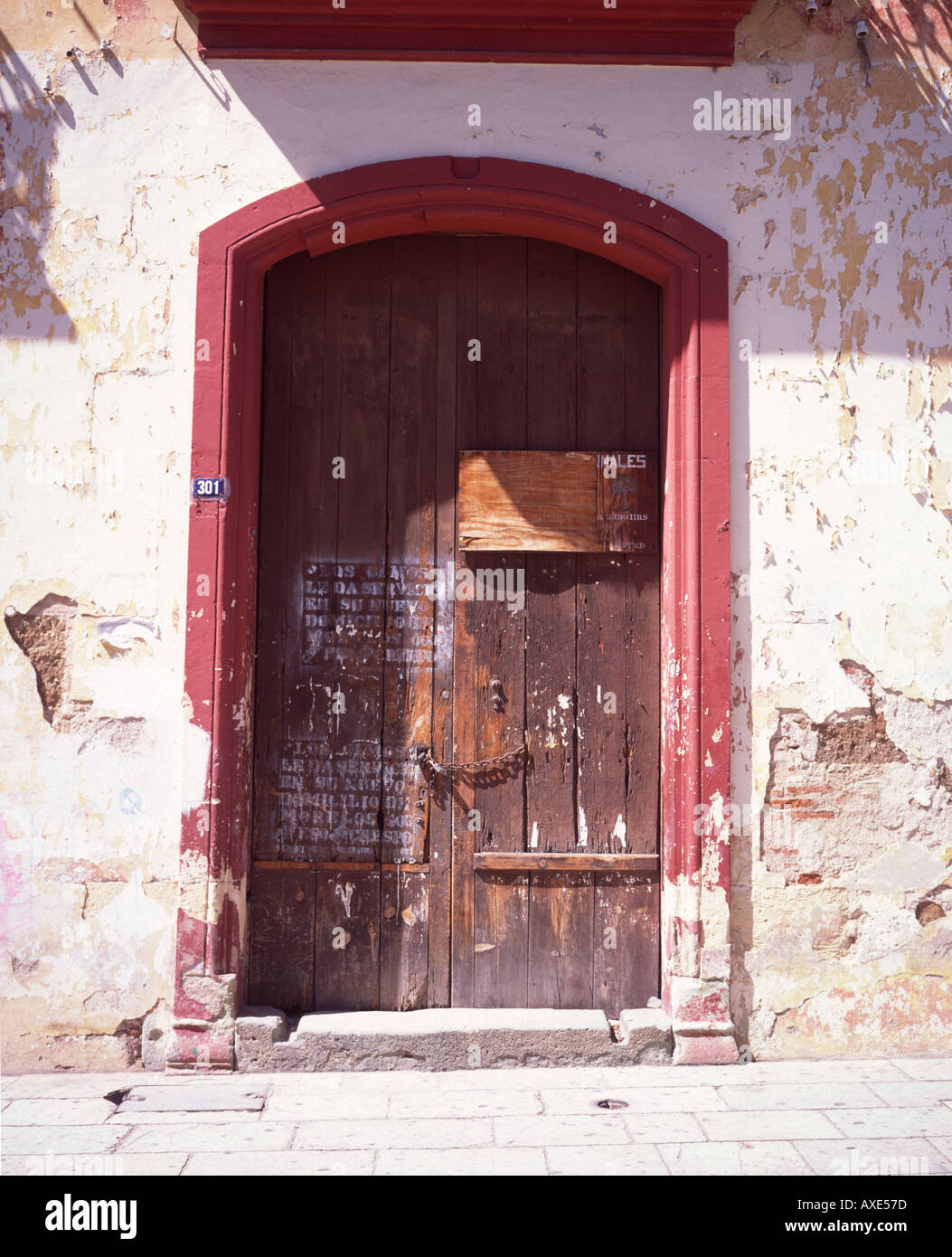 Wooden door entrance to a colonial building Oaxaca Mexico Stock Photo ...