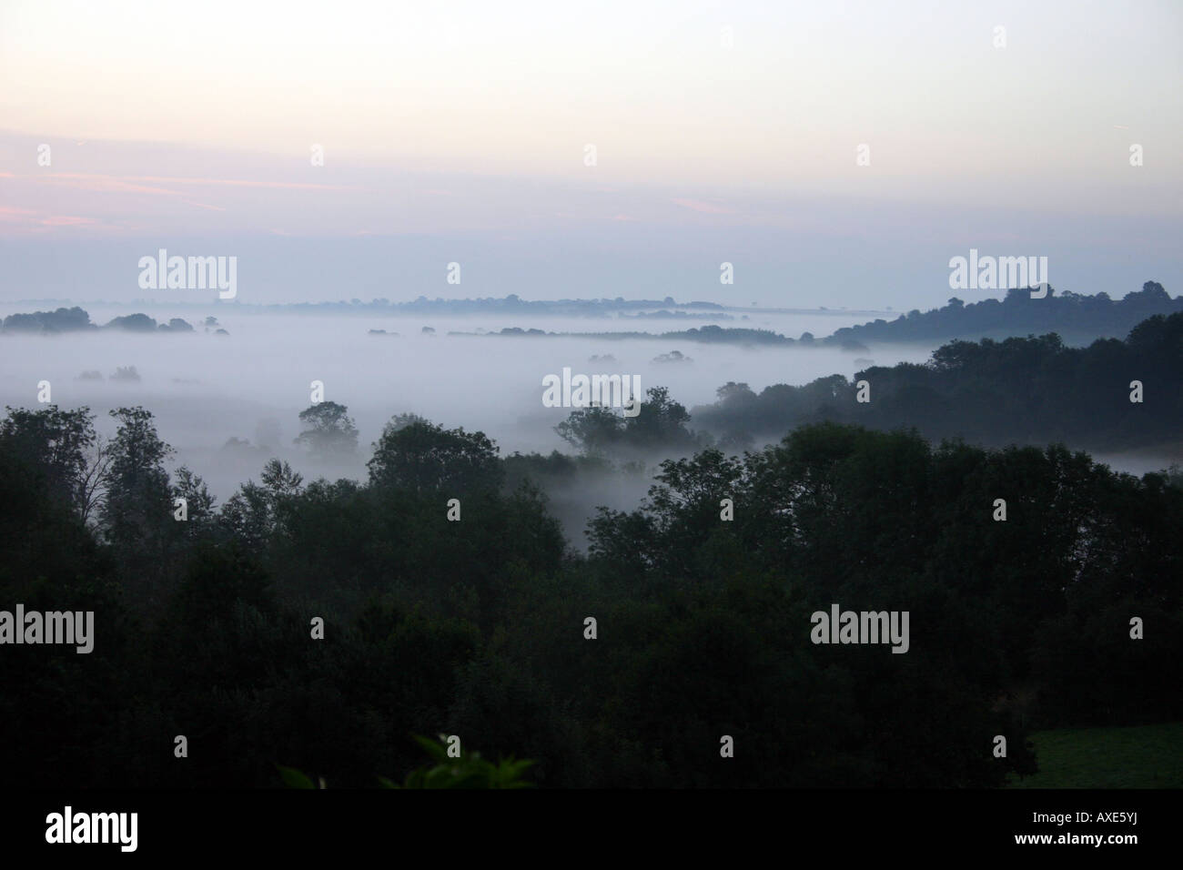 Misty English Dawn Stock Photo - Alamy