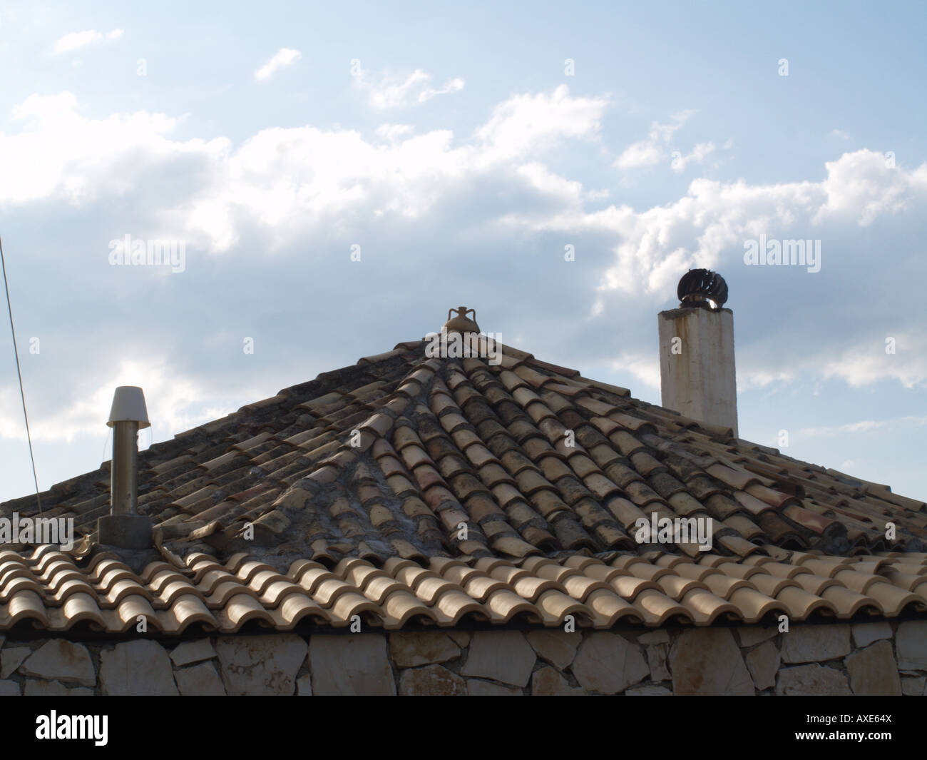 GREEK TILED ROOF Stock Photo - Alamy