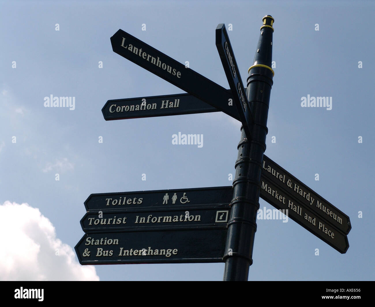 Town information sign at Ulverston England UK 2004 Stock Photo - Alamy