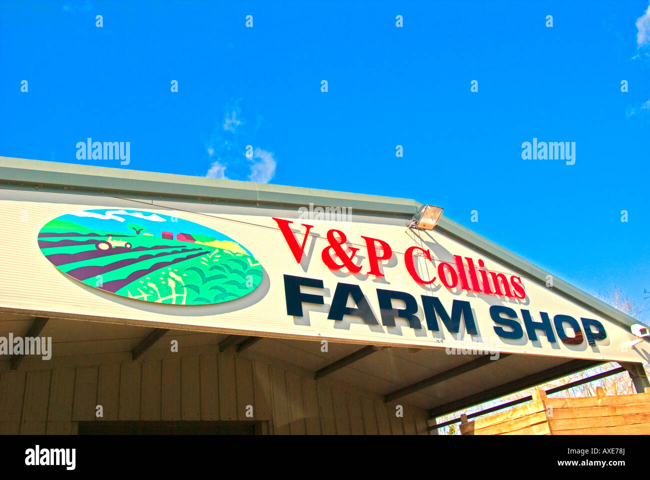 English farm shop sign over premises in Bromham Wiltshire England UK EU ...