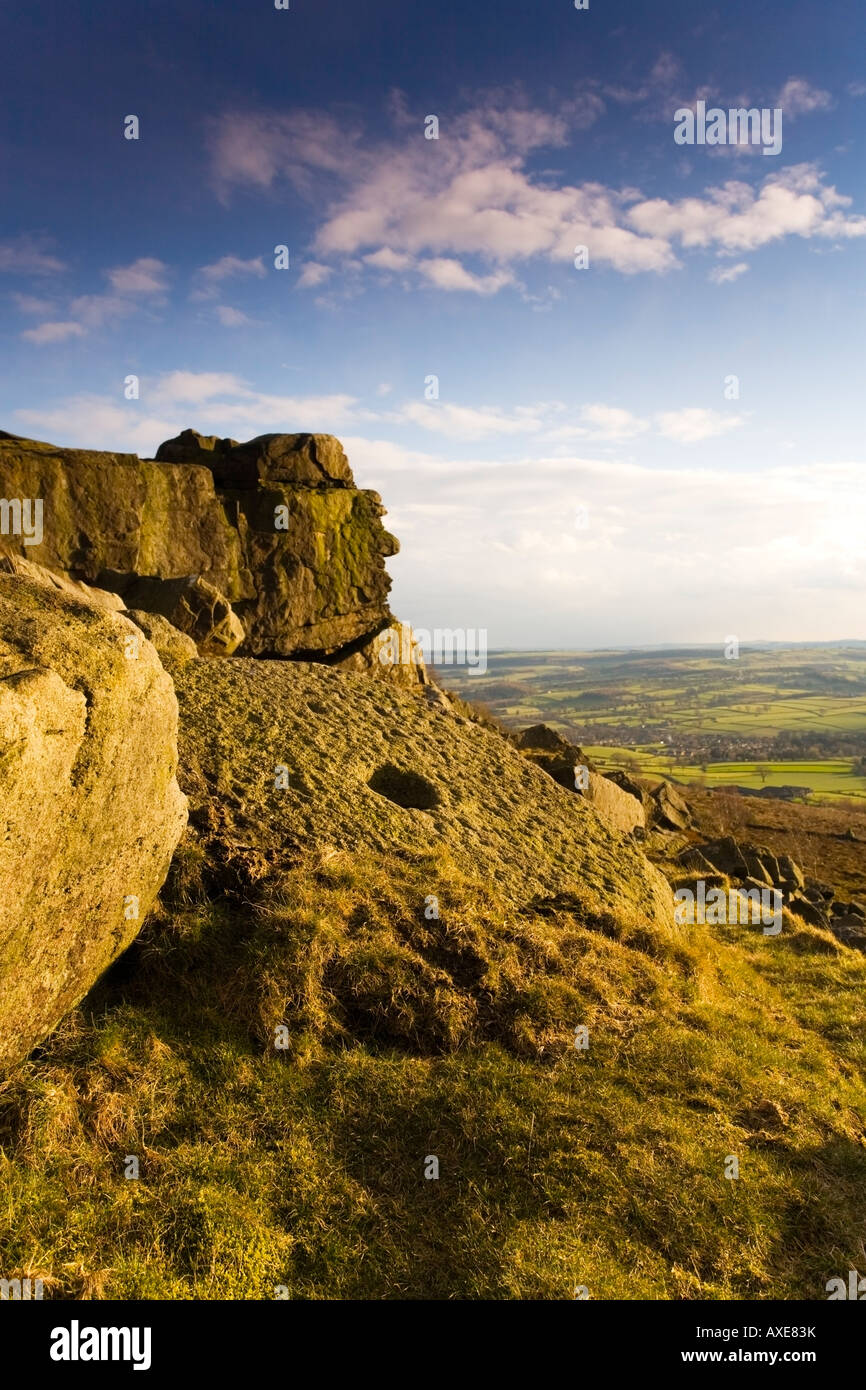 Carved millstone, Baslow Edge, Peak district National Park, Derbyshire ...