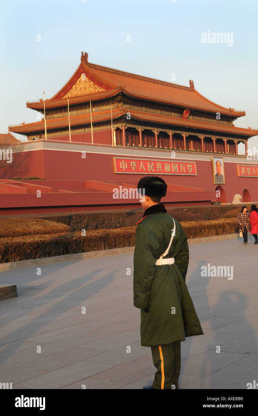 The Red Army guard stand in front of the main gate to the forbidden ...