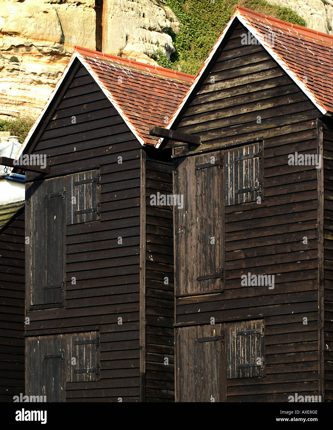 Fishing net huts, the Stade, Hastings, East Sussex, England Stock Photo ...
