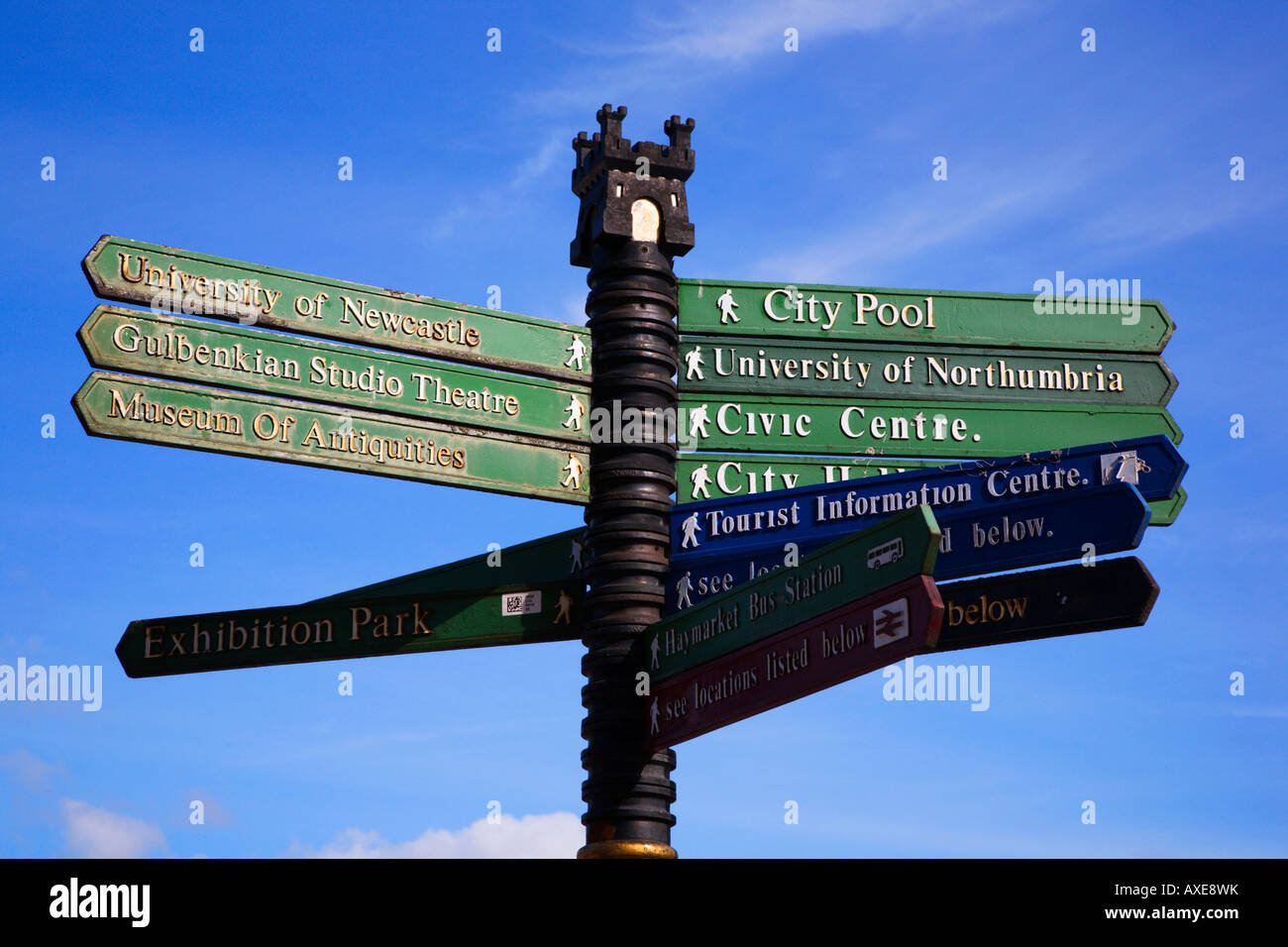 City Centre Signpost Newcastle Upon Tyne England Stock Photo - Alamy