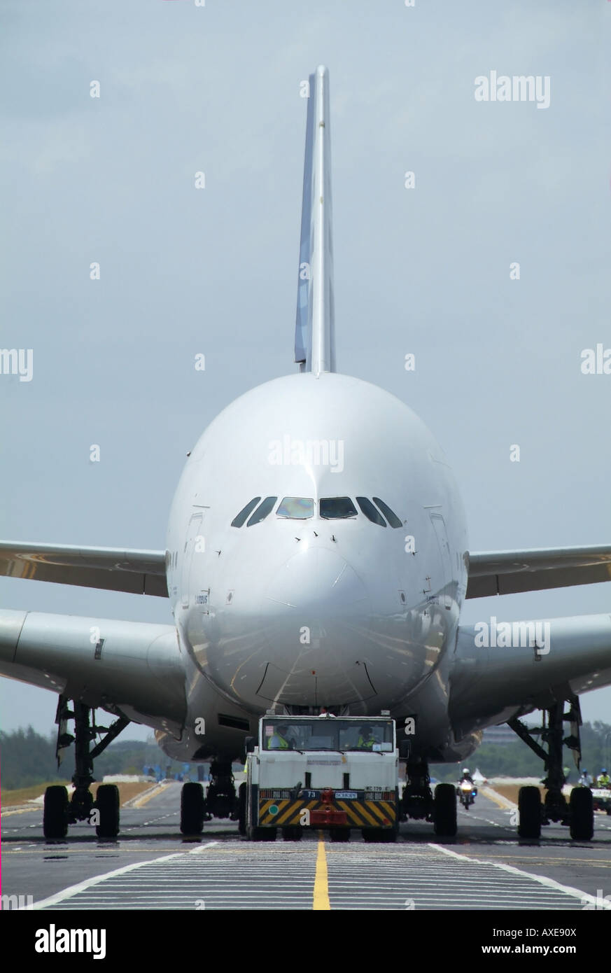 Front view of Airbus A380 being towed Stock Photo - Alamy