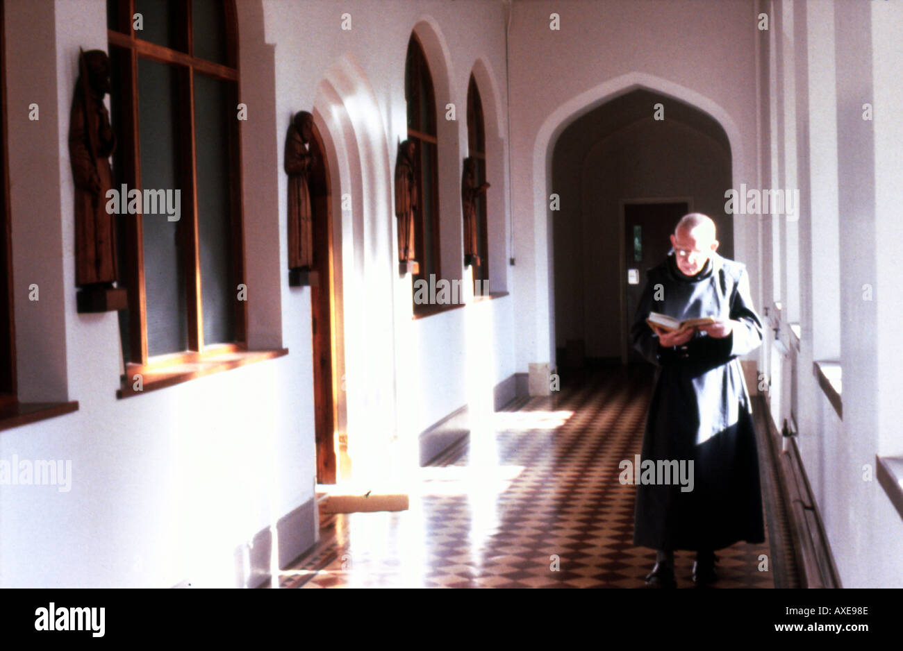 Monk reading in cloisters Stock Photo - Alamy