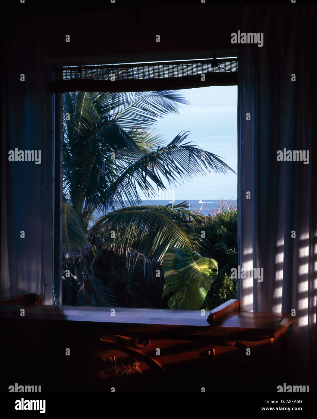 House on Channel Cay, Abacos Island, Bahamas. View from window Stock ...