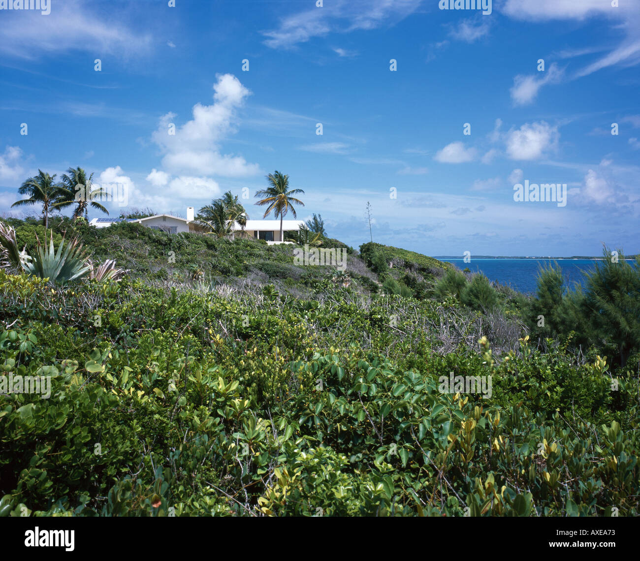 House on Channel Cay, Abacos Island, Bahamas. View from distance Stock ...