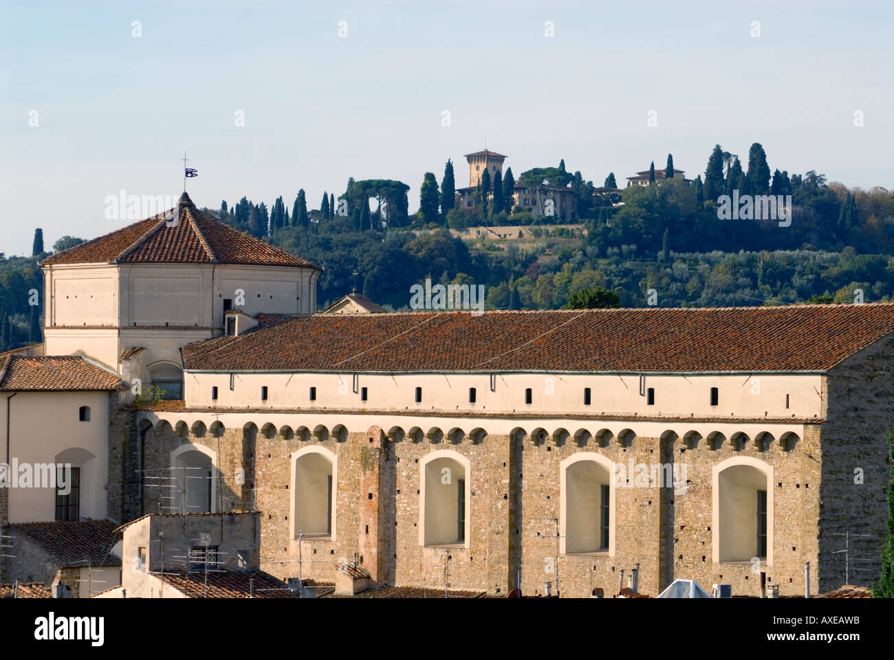 Basilica of Santa Maria del Carmine with a typical Tuscan skyline in ...
