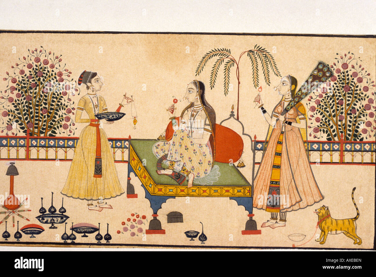 Girl on terrace c 1755 kanoria. Mewar Indian miniature painting ...