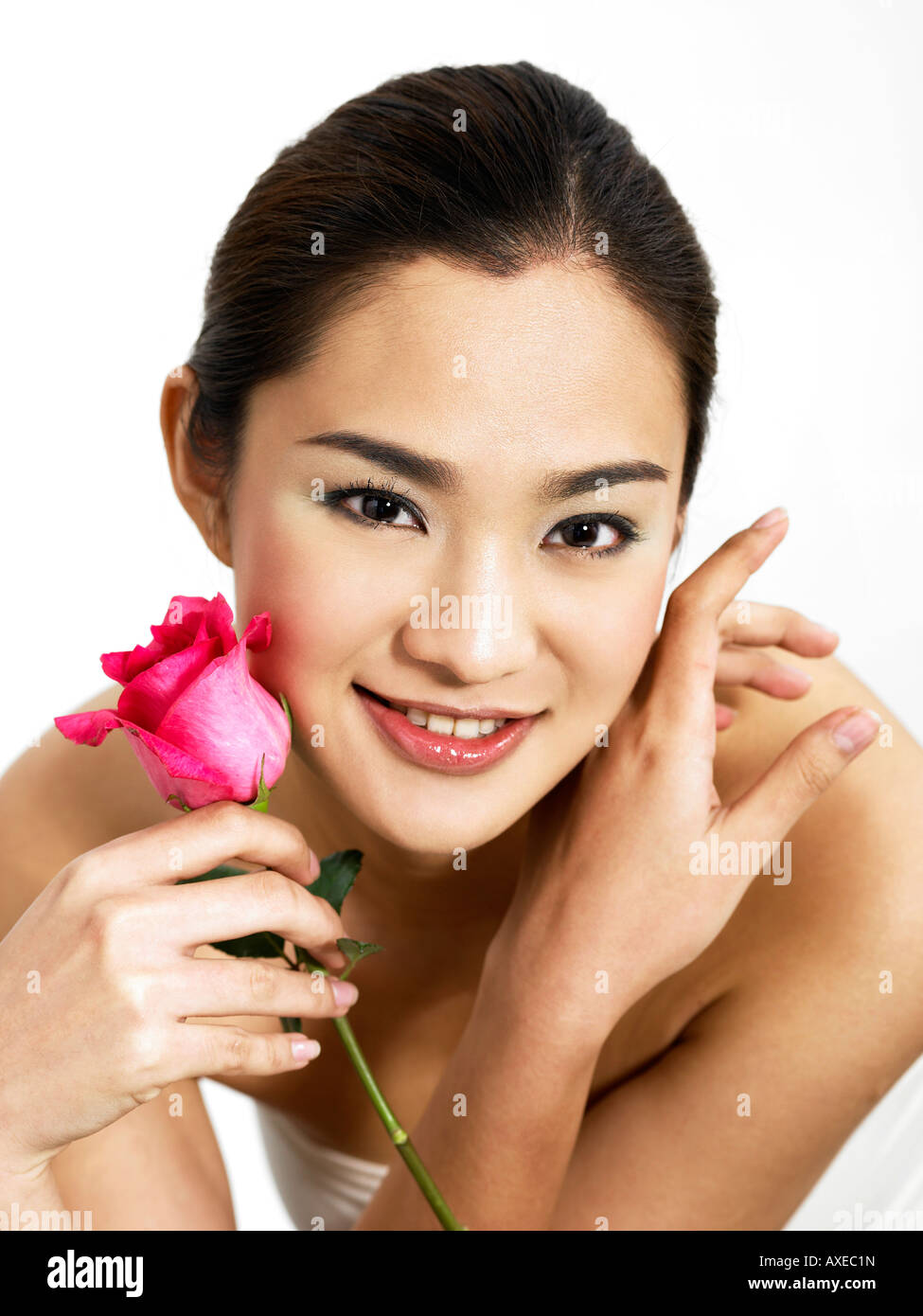 Young woman and rose cheek hi-res stock photography and images - Alamy