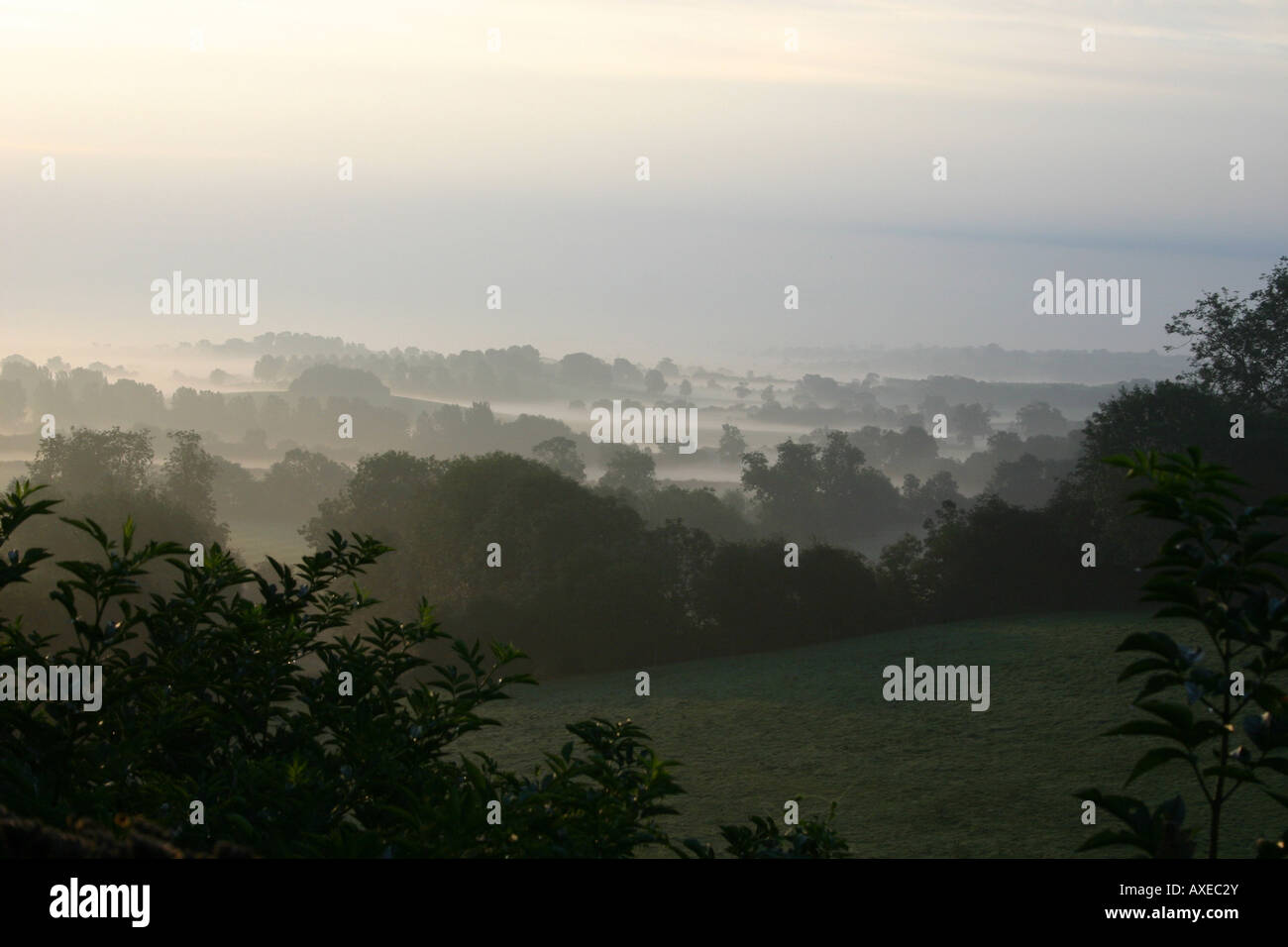 Misty English Dawn Stock Photo - Alamy