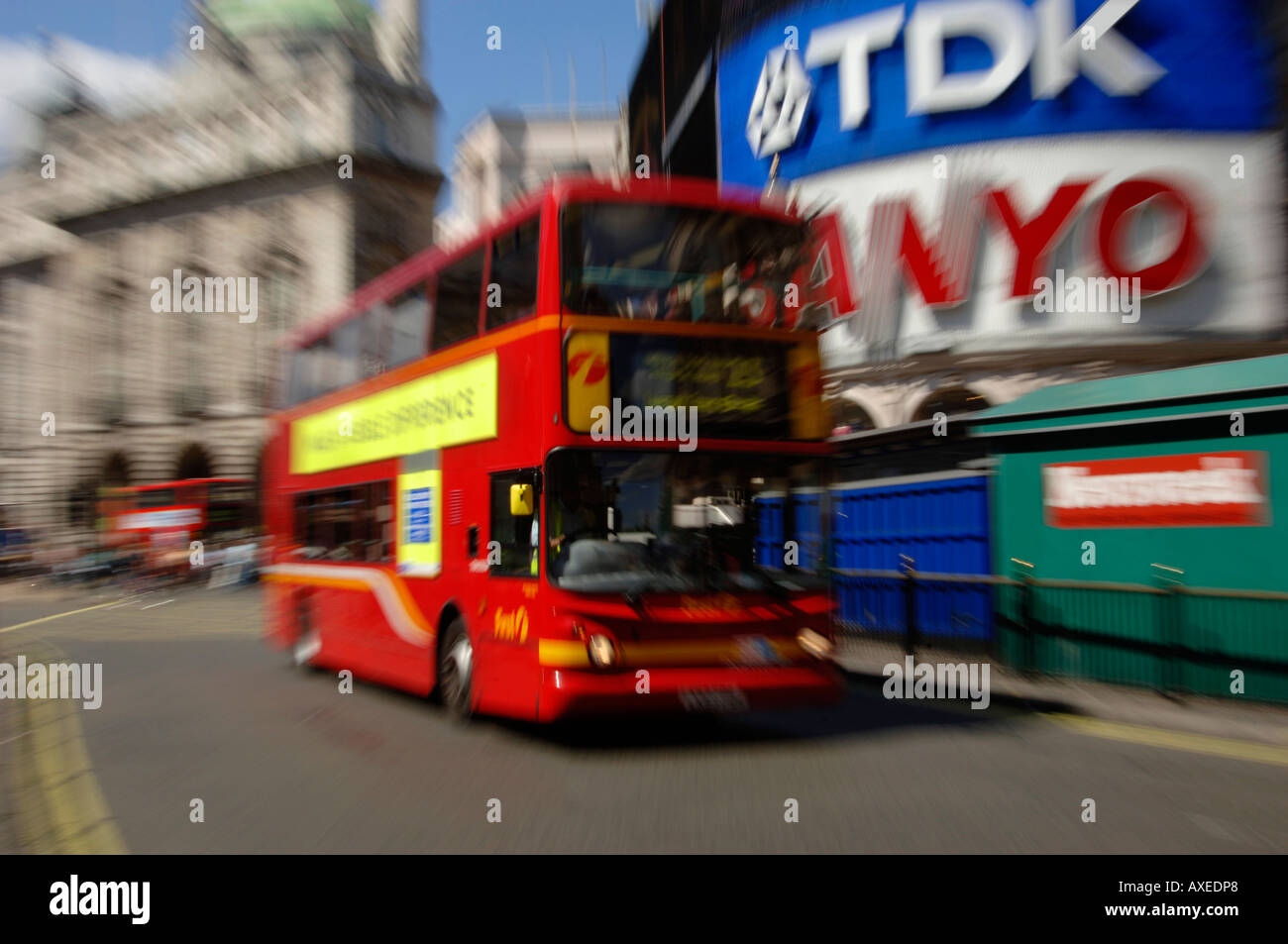 red routemaster bus; black cab; taxi, Picccadilly circus; London ...