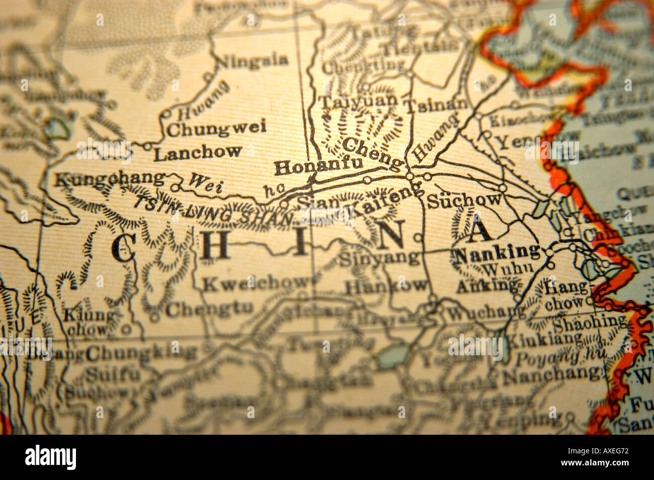 China on an antique map Stock Photo - Alamy