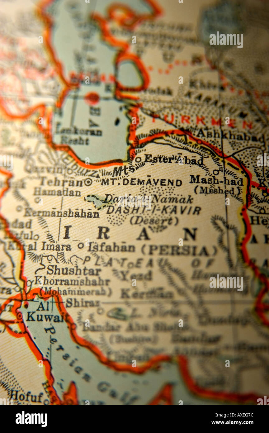 Iran on an antique map Stock Photo - Alamy