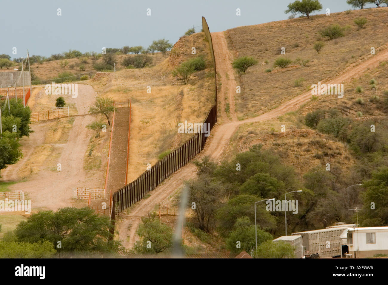 This is the existing border fence between the United States and Mexico ...