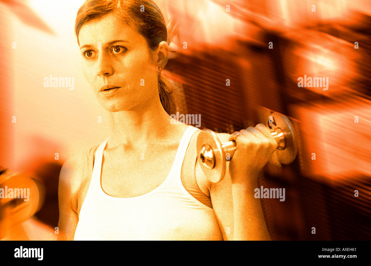 woman female age 30 35 slim fit athletic blonde fair haired exercise ...