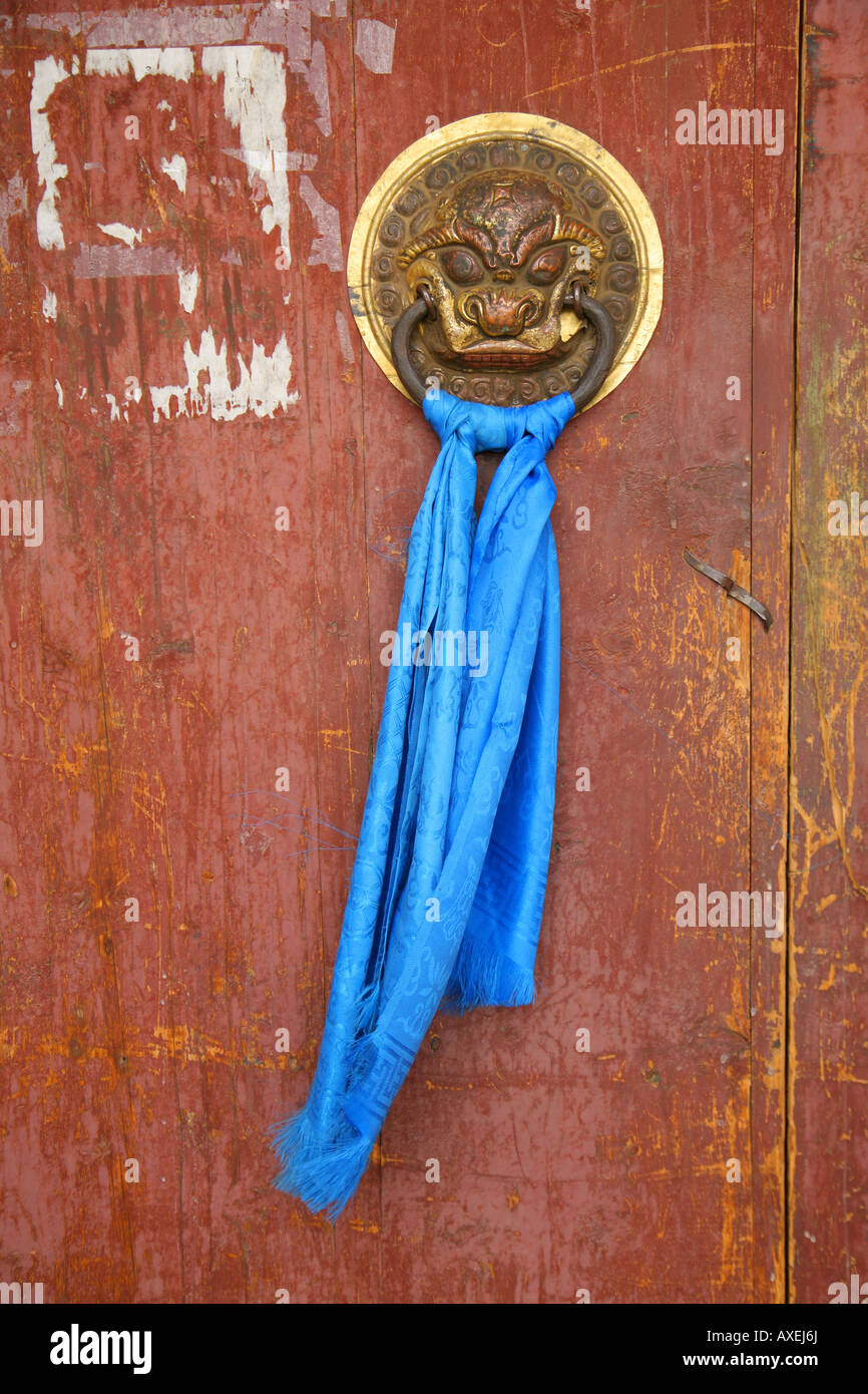 Ribbon on door handle Erdene Zuu Khiid Buddhist Monastry Karakorum ...