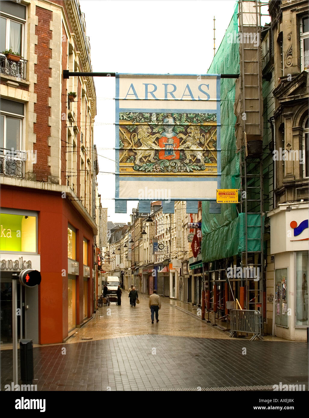 street of Arras, Northern France, emblem of Arras Stock Photo - Alamy