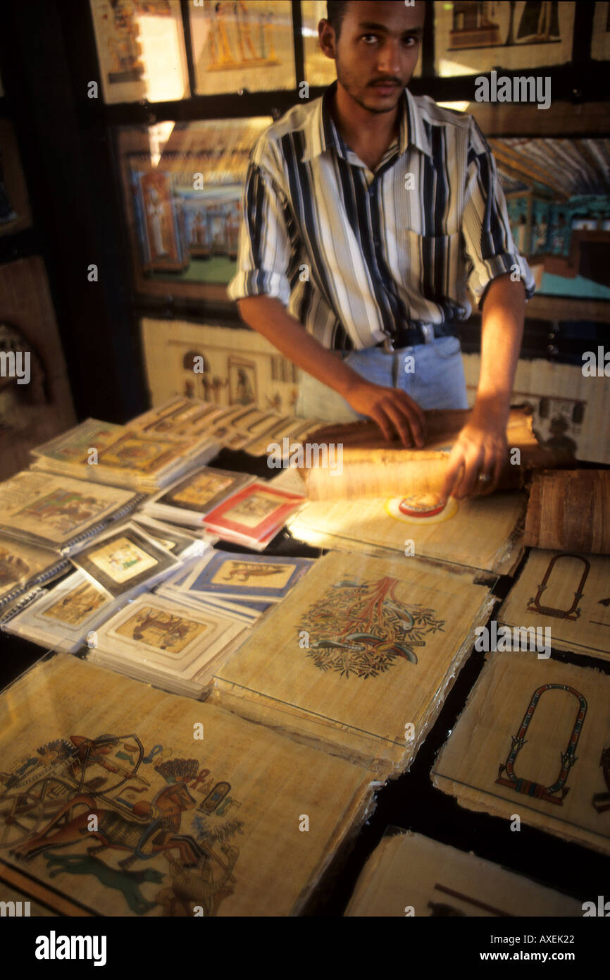 Man showing papyrus Stock Photo - Alamy