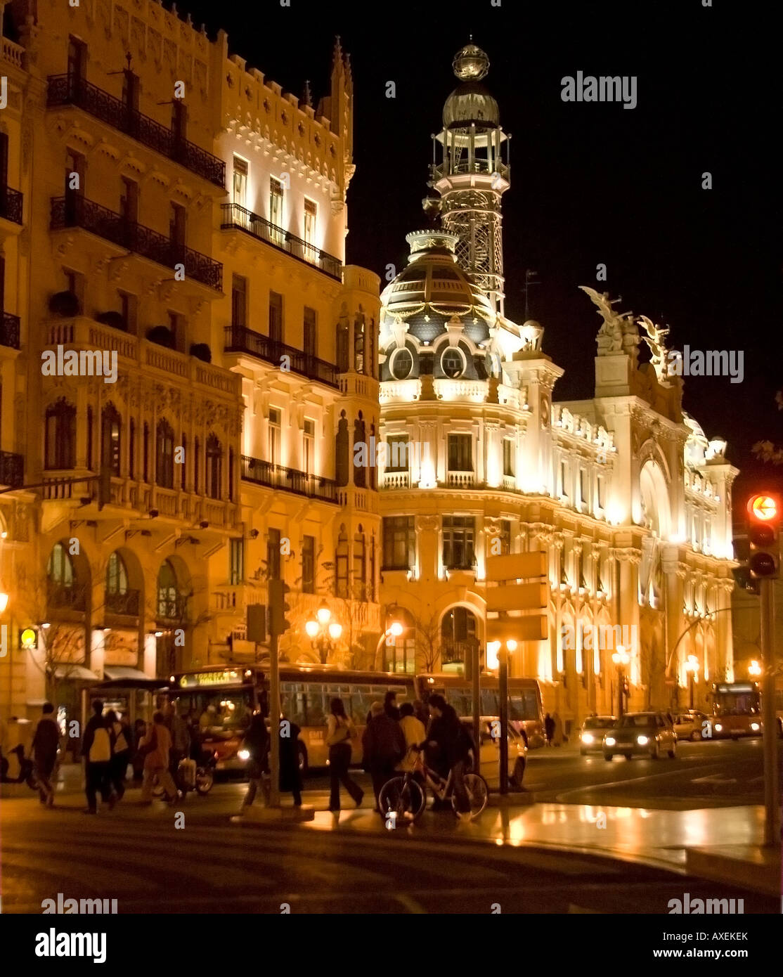 Valencia, Spain, street at night Stock Photo - Alamy