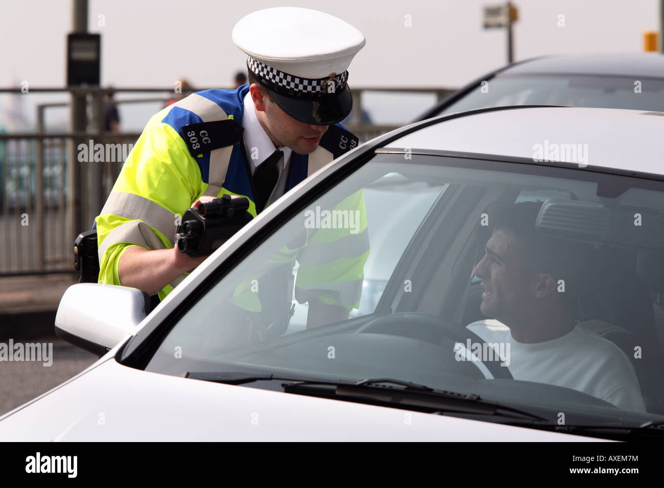 Police Officer talking at Driver after he was caught speeding UK Stock ...