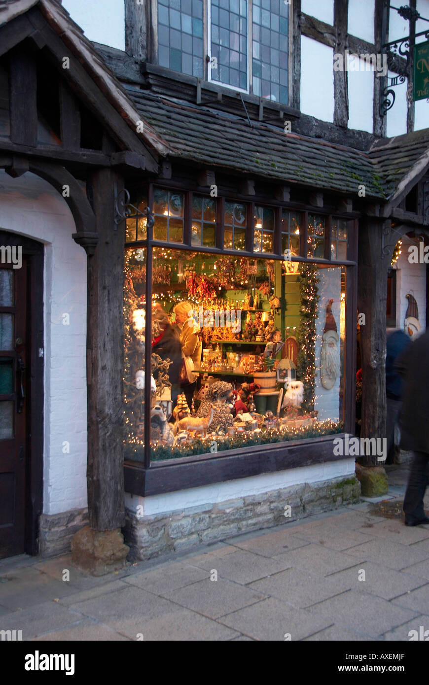 Christmas decorations shop exterior Stock Photo - Alamy