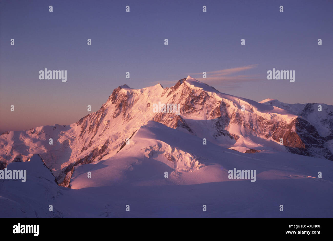 Monte Rosa highest mountain in Switzerland during sunsrise Valais or ...