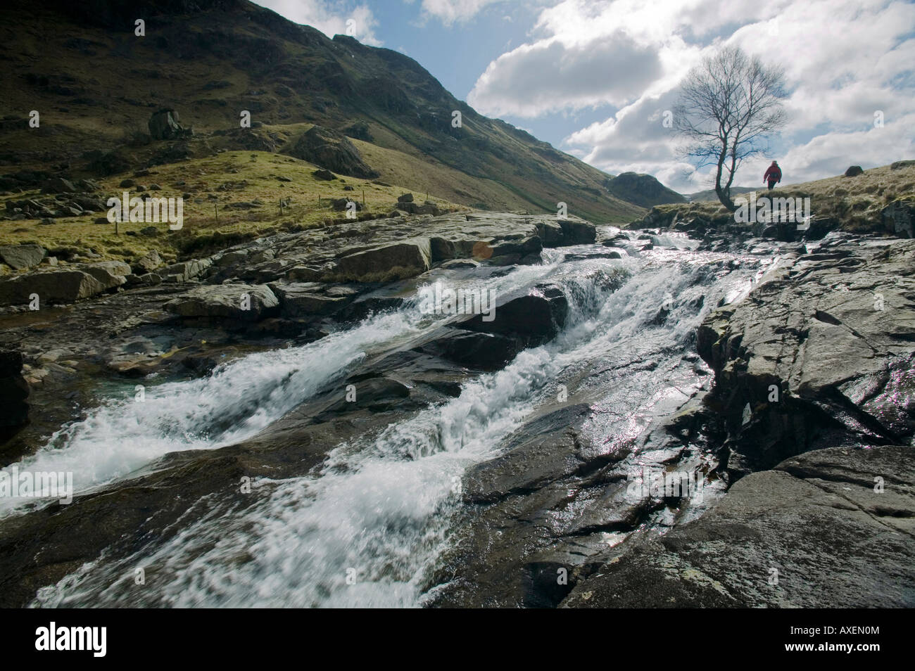 A waterfall in Langstrath beck in Langstrath near Keswick Lake district ...