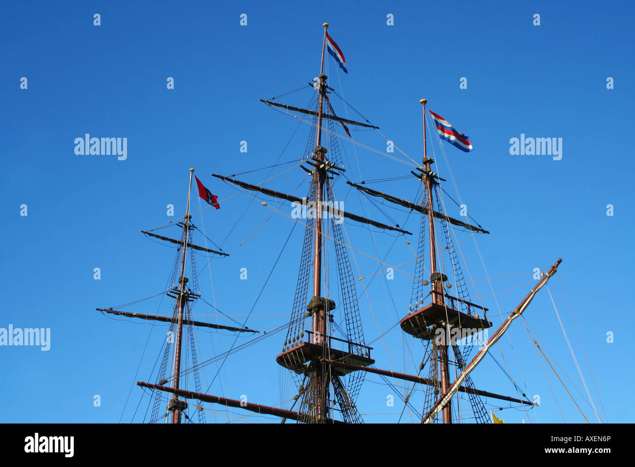 Old time ship at the harbour Stock Photo - Alamy