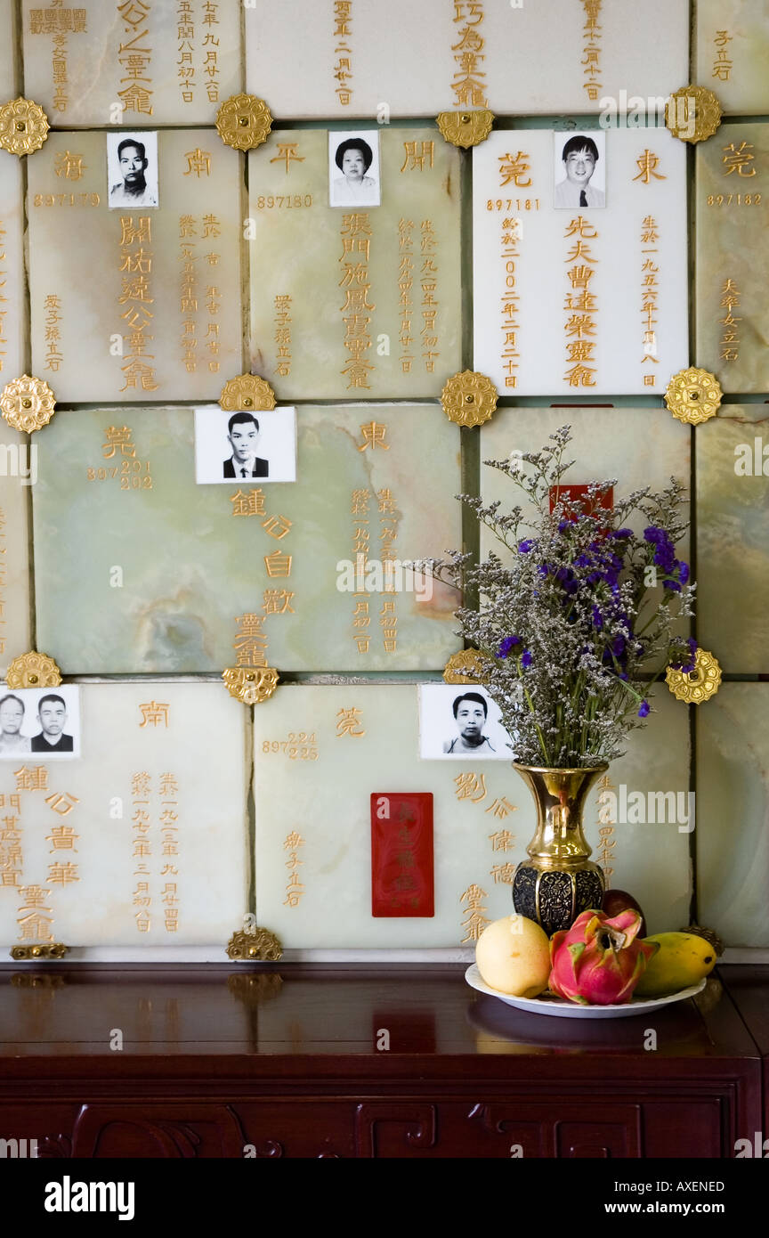 A room full of niches containing burial ashes in the Po Fook Hill ...