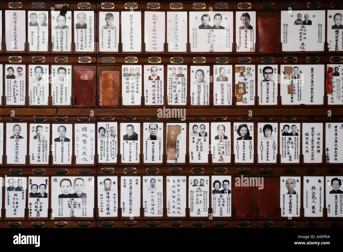 A room full of niches containing burial ashes in the Po Fook Hill ...