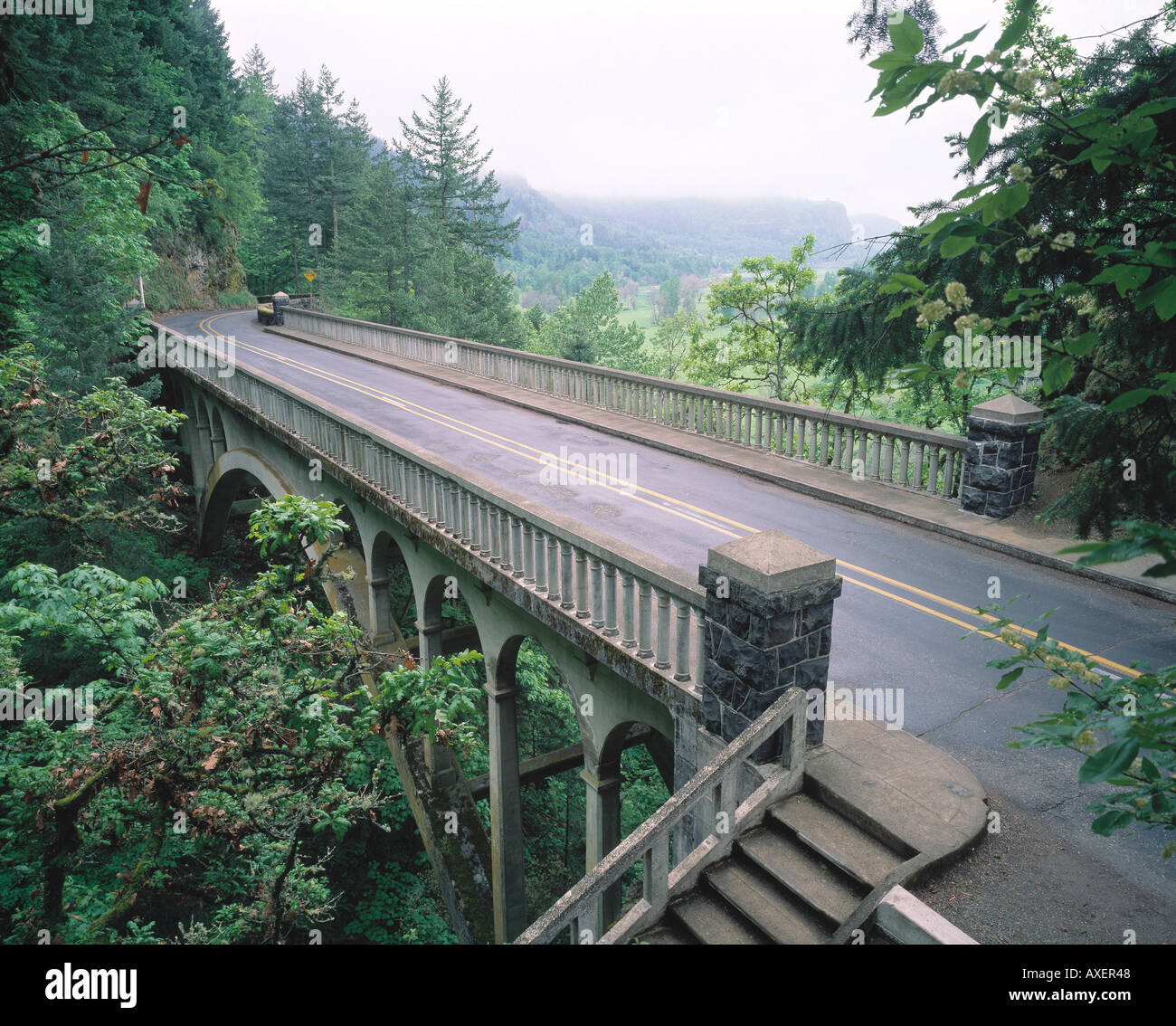 Stairway Leading From Bridge on Scenic Highway Stock Photo - Alamy